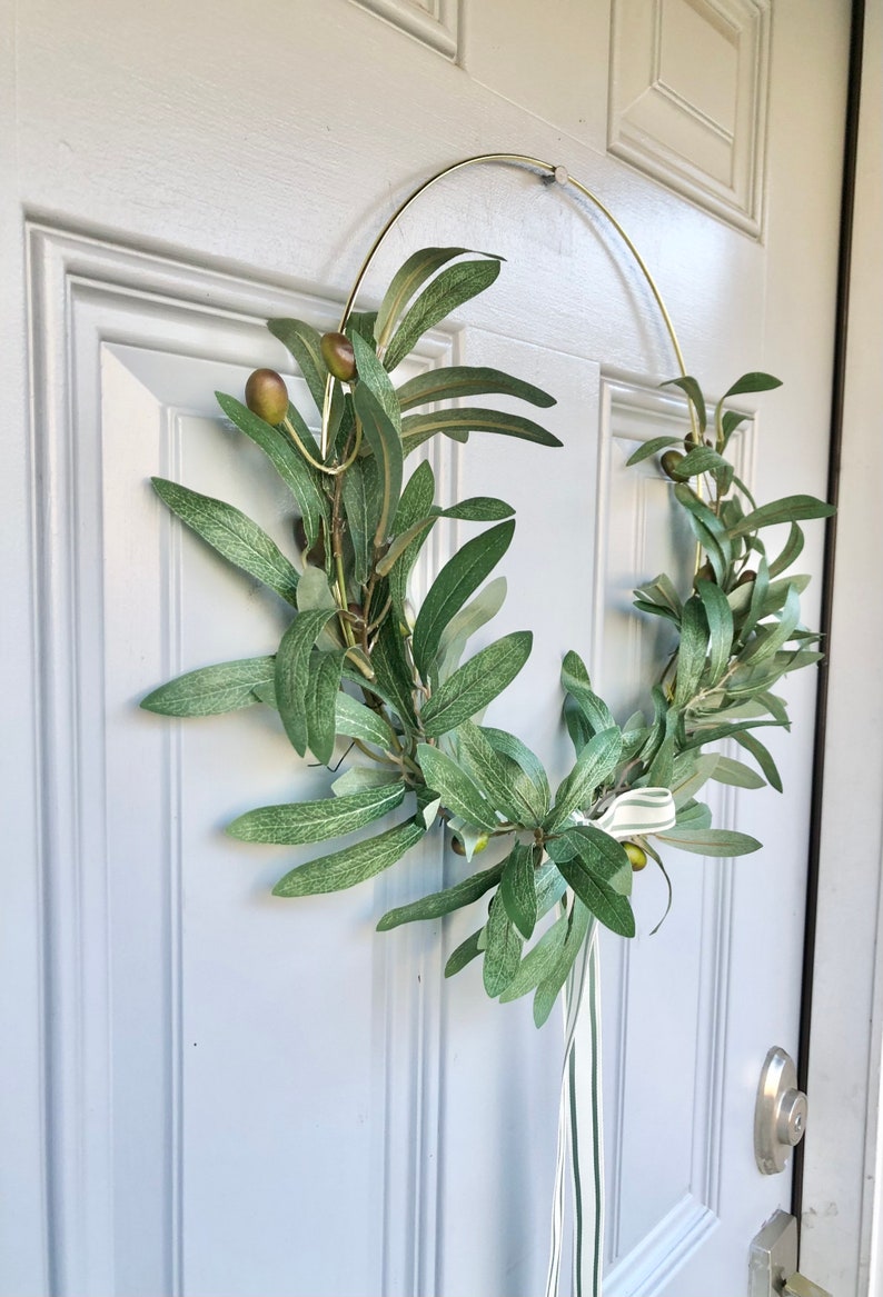 Olive Branch Hoop Wreath Olive Tree Wreath Front Door Modern Wreath ...