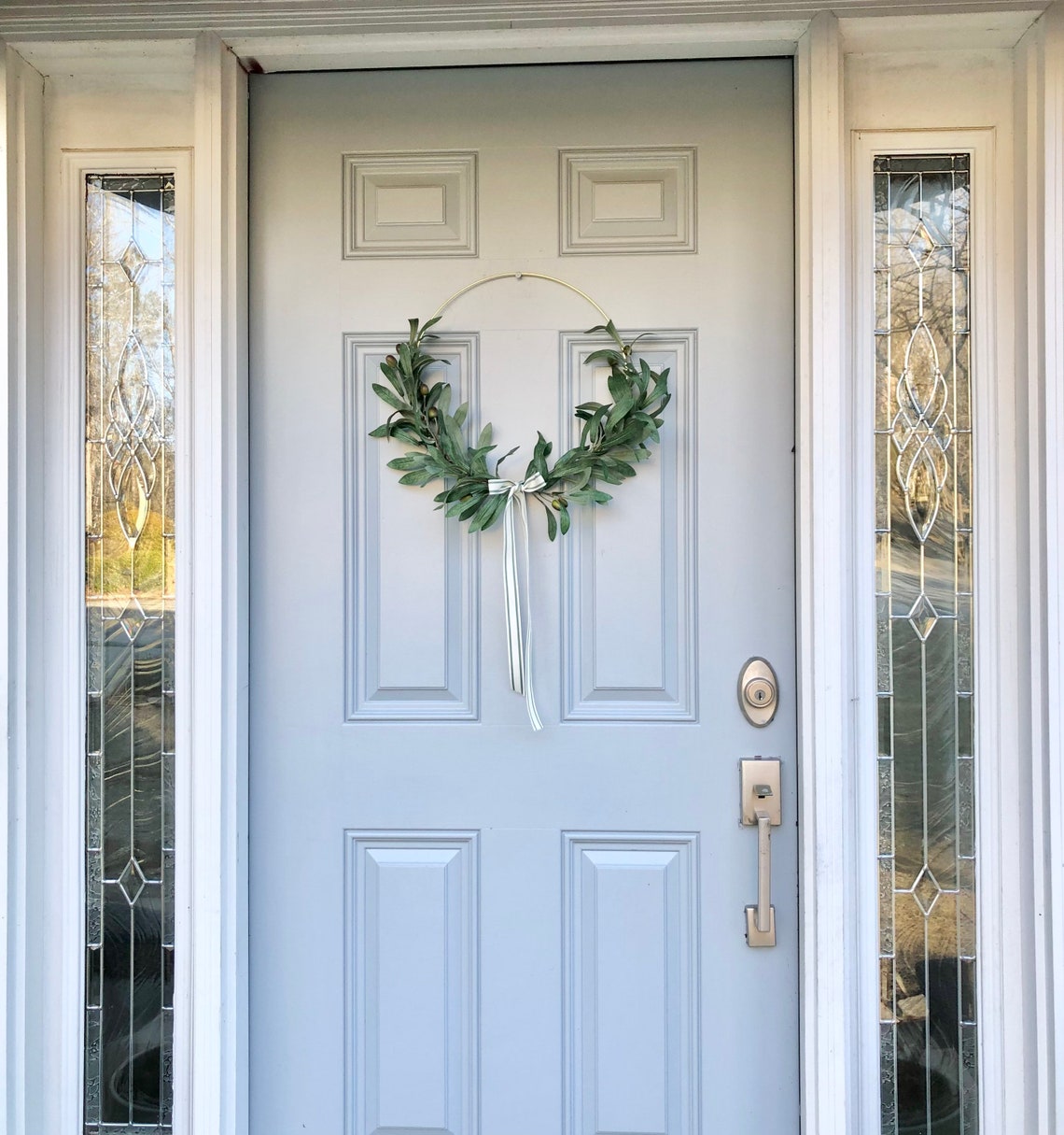 Olive Branch Hoop Wreath Olive Tree Wreath Front Door Modern - Etsy