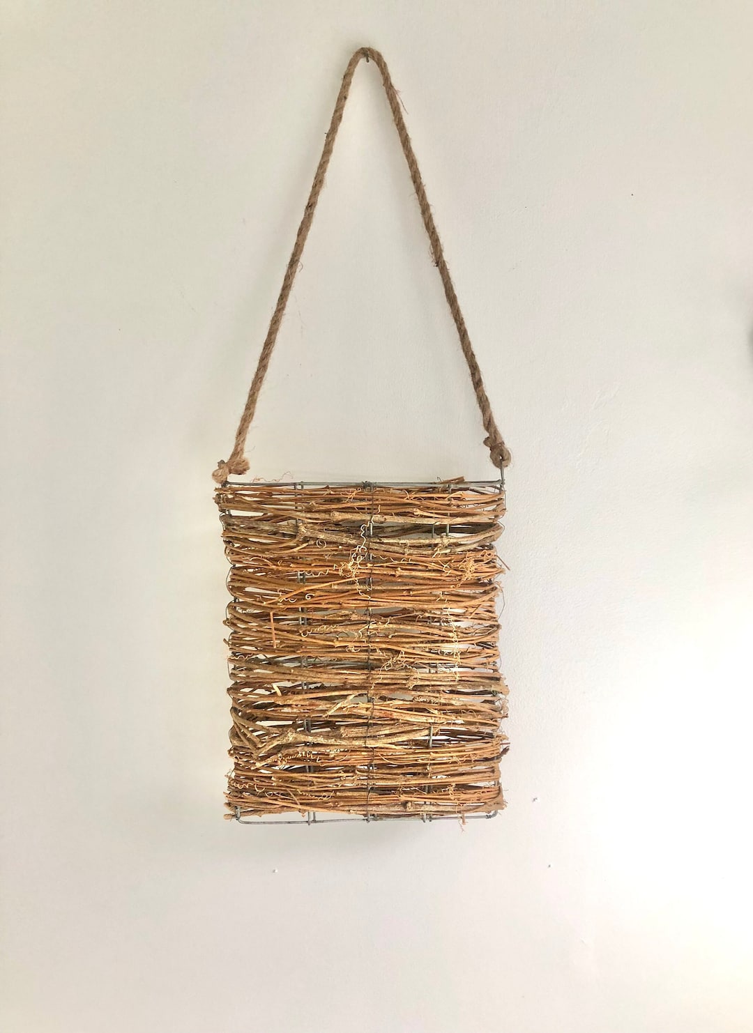 Hanging Basket Flower Basket Grapevine Floral Basket Woven Basket Wall ...