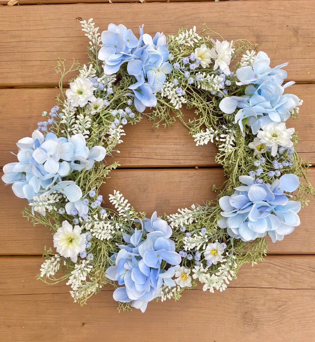 Blue Hydrangea Spring Wreath Hydrangea Blue Wreath Spring Blue Wreath ...