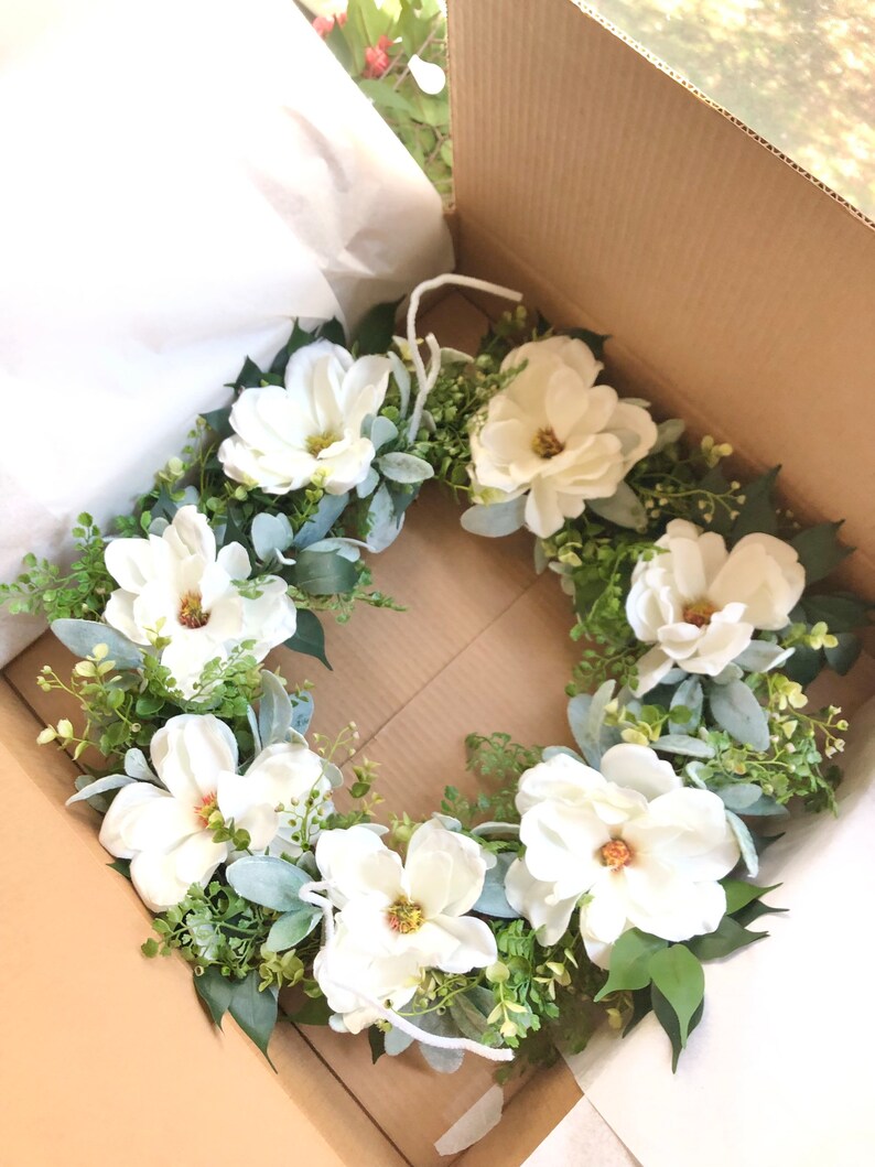 Large Magnolia Farmhouse Wreath Front Door Farmhouse Magnolia Wreath ...