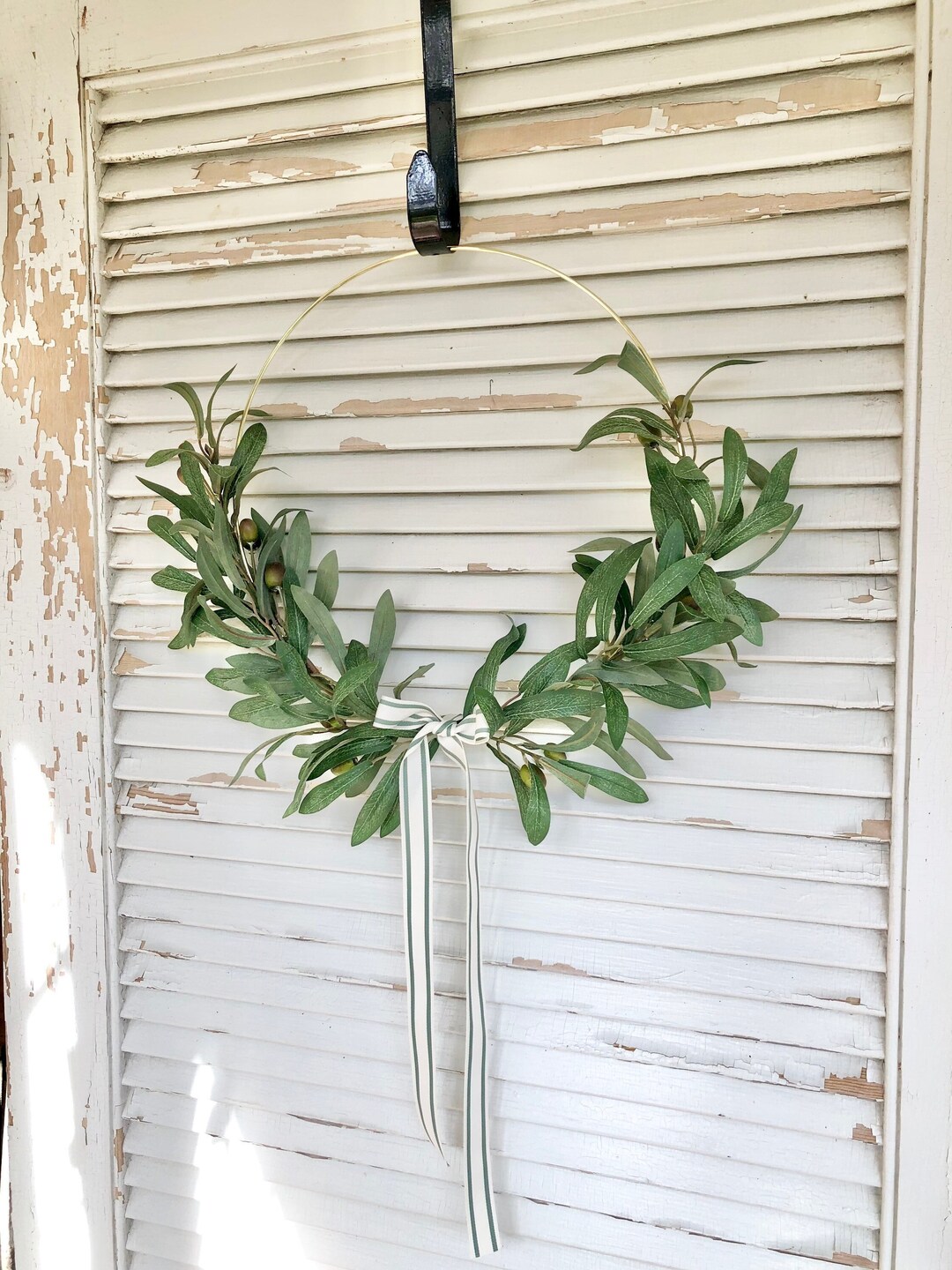 Olive Branch Hoop Wreath Olive Tree Wreath Front Door Modern Wreath ...