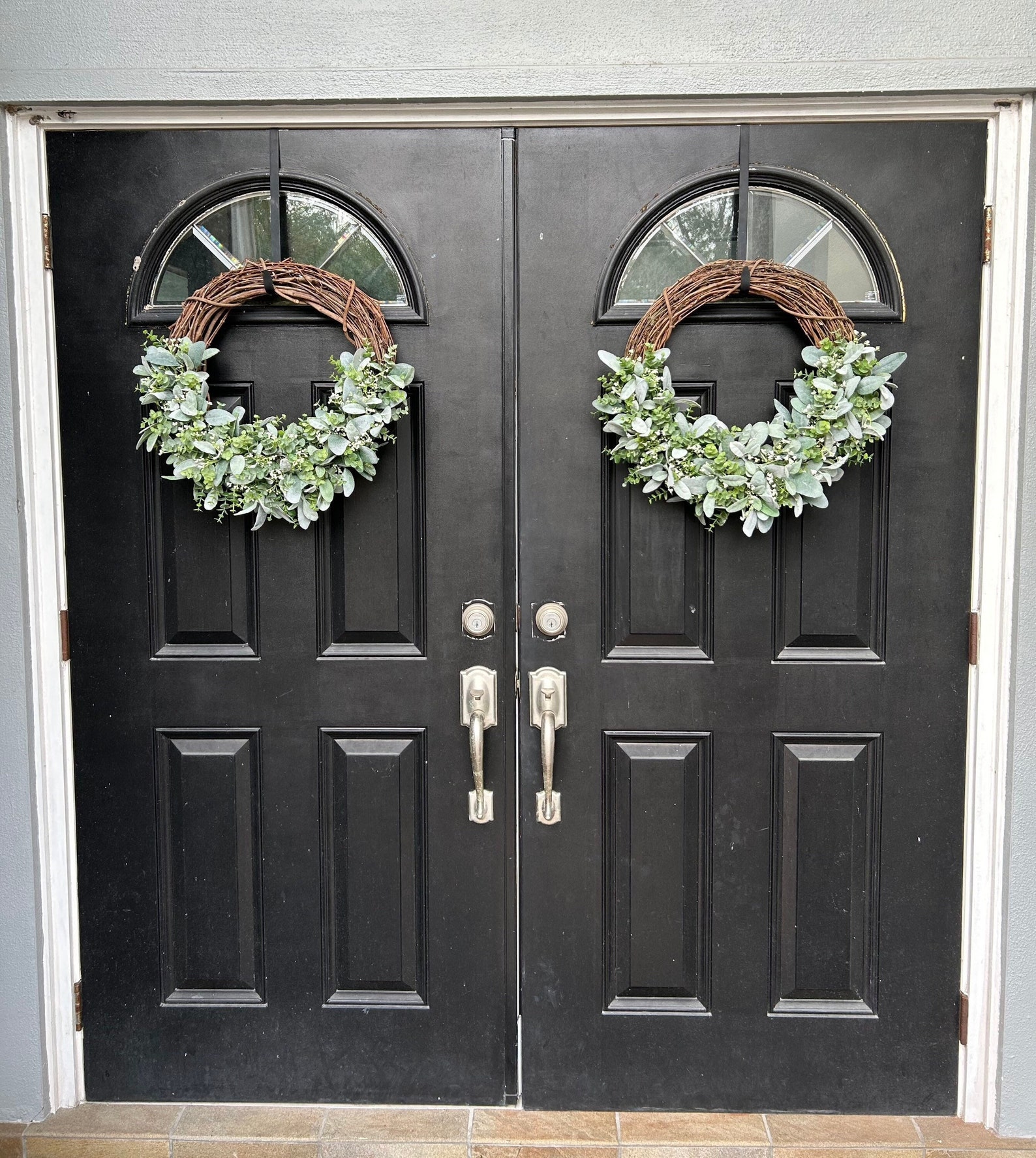 Double Door Wreaths Front Door Year Round Wreath Front Door Double ...