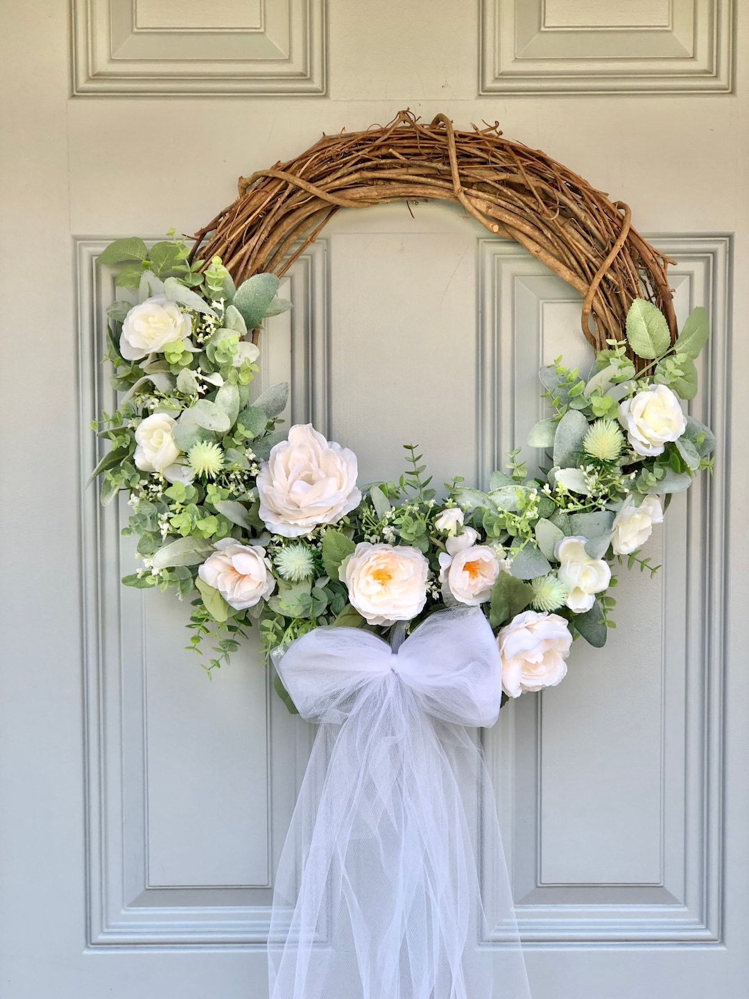Bridal Shower Wreath White Floral Wedding Wreath Wedding Romantic ...