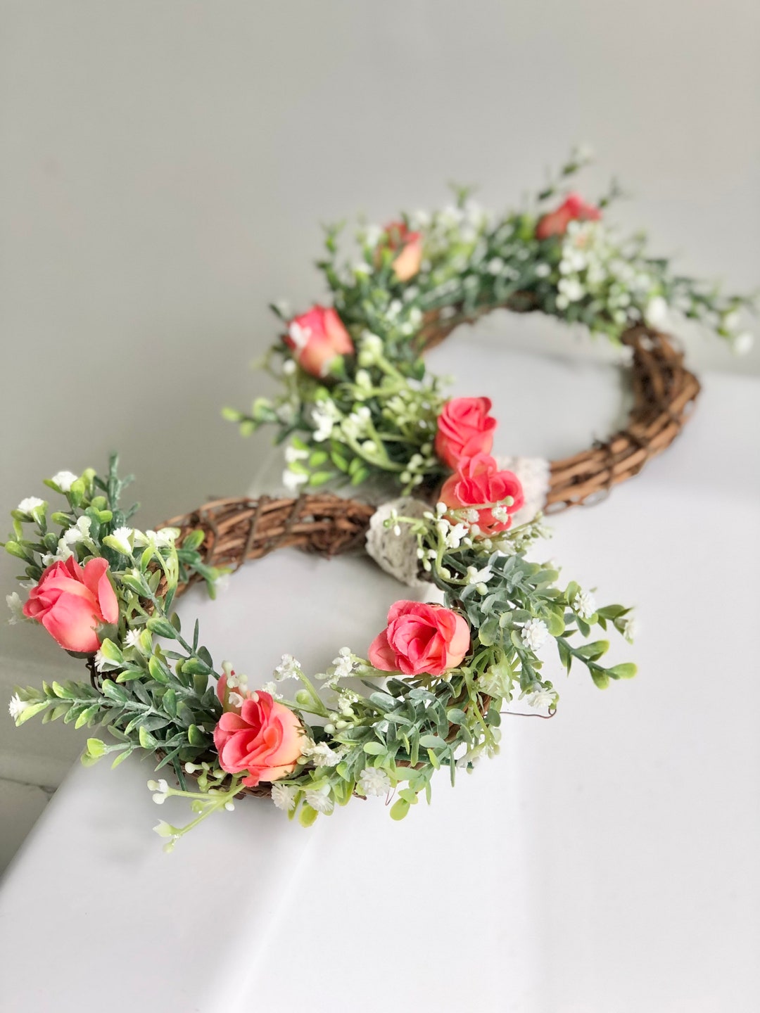 Mini Pink Spring Wreath Small Pink Rose and Babies Breath Wreath Pink ...