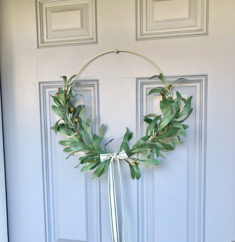 Olive Branch Hoop Wreath Olive Tree Wreath Front Door Modern - Etsy