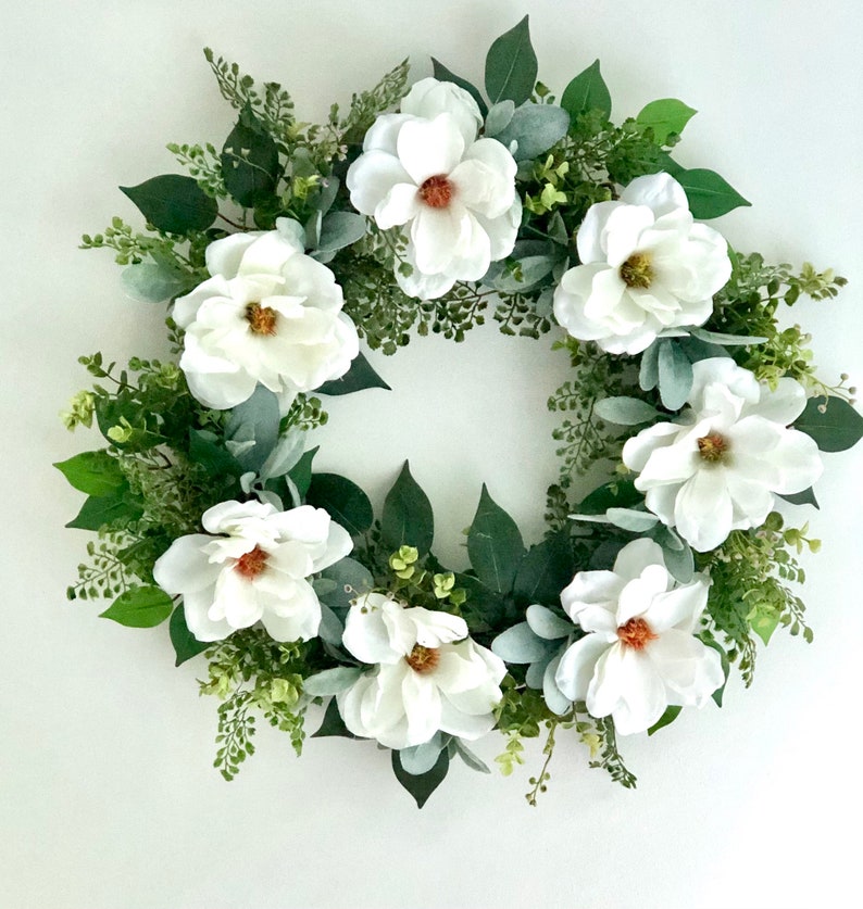 Large Magnolia Farmhouse Wreath Front Door Farmhouse Magnolia Wreath ...