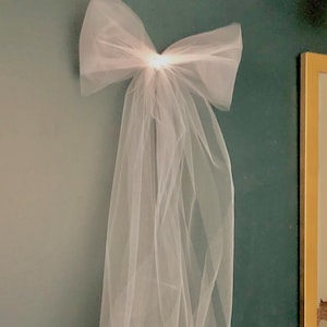 Large Tulle Bow Wedding Decor Tulle Bow Large Wreath Big Tulle Bow for ...