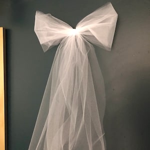 Large Tulle Bow Wedding Decor Tulle Bow Large Wreath Big Tulle Bow for ...