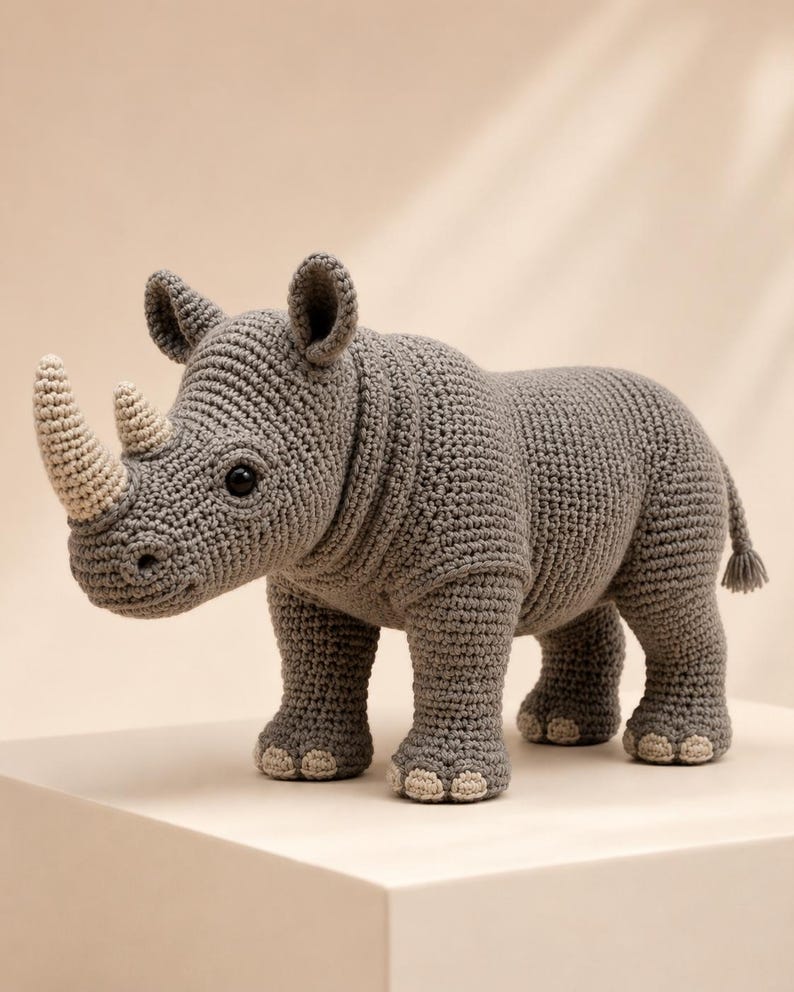 Gray Rhinoceros Amigurumi Pattern PDF, Safari Crochet Toy, Wildlife ...