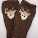 Handknitted Reindeer/fawn Fingerless Mittens/gloves - Brown - Etsy