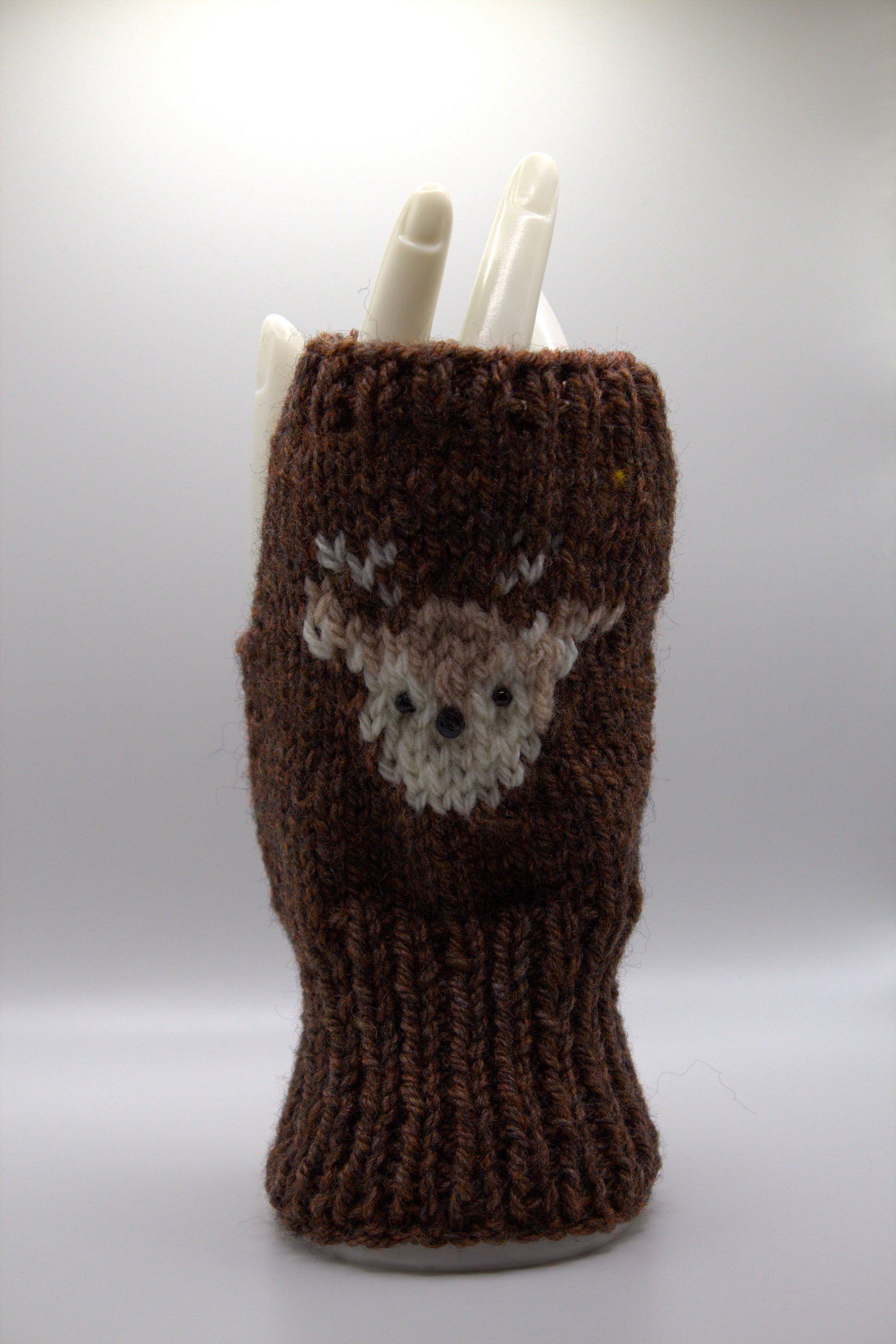 Handknitted Reindeer/fawn Fingerless Mittens/gloves - Brown - Etsy