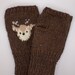 Handknitted Reindeer/fawn Fingerless Mittens/gloves - Brown - Etsy