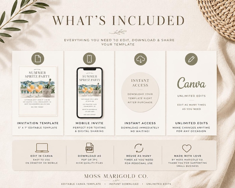 Sunset Spritz Birthday Invitation | Chic Cocktail Party Invite (digital ...