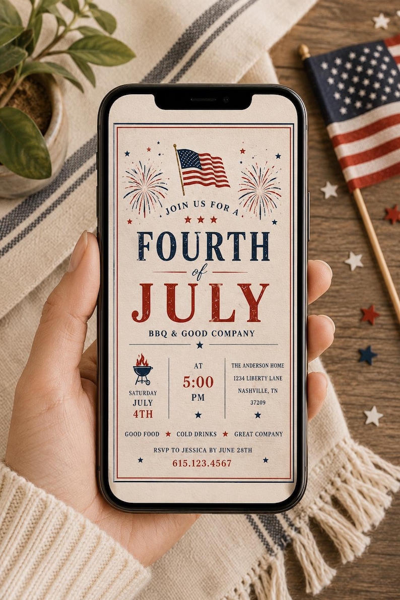 Retro Americana BBQ Invitation Template (digital Download) - Etsy