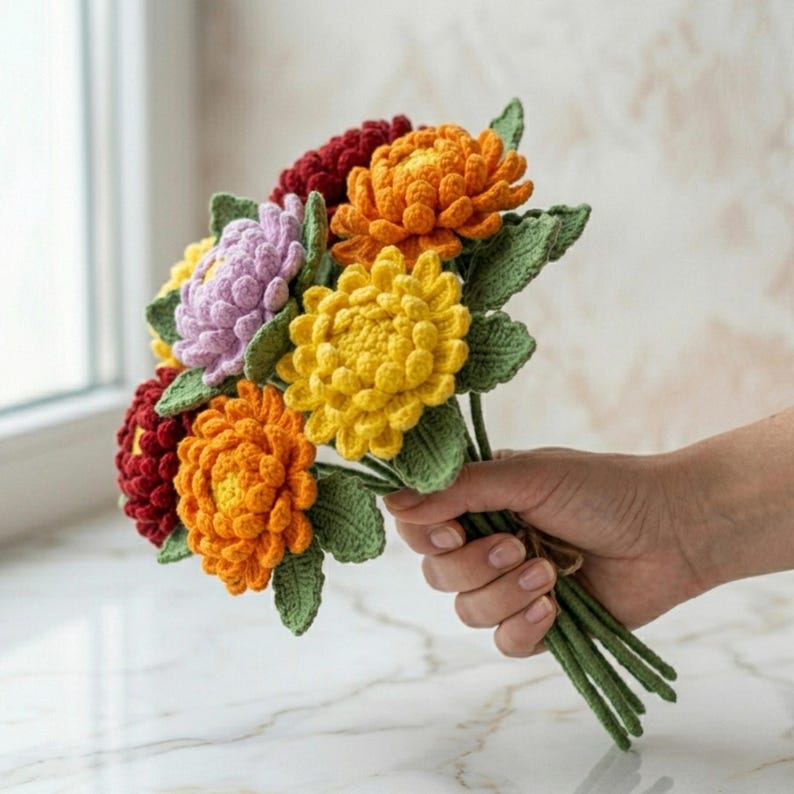 Chrysanthemum Flower Crochet Pattern PDF, Amigurumi Daisy Bloom ...