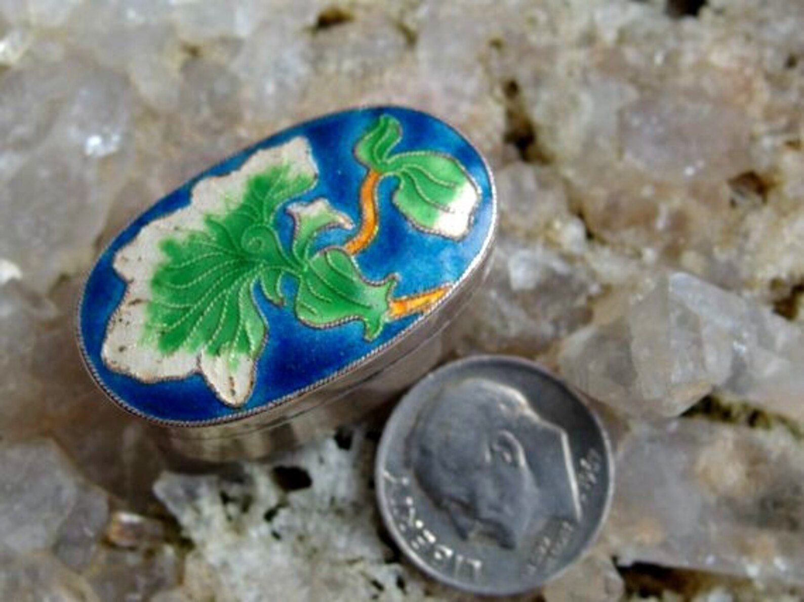 Silver Enamel Miniature Box Oval Shaped With Hinge Matte - Etsy