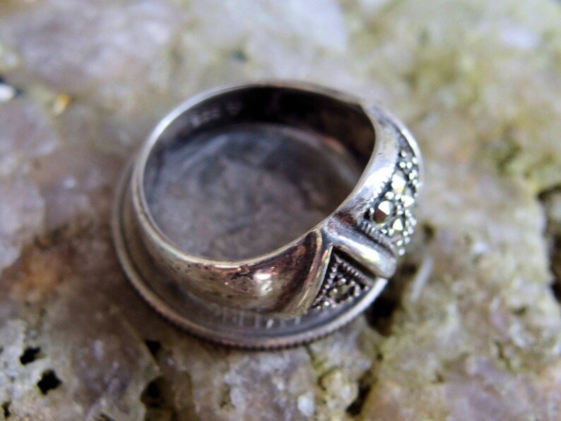 Sterling Silver Marcasite Dome Style Ring Pave Set Stones on | Etsy