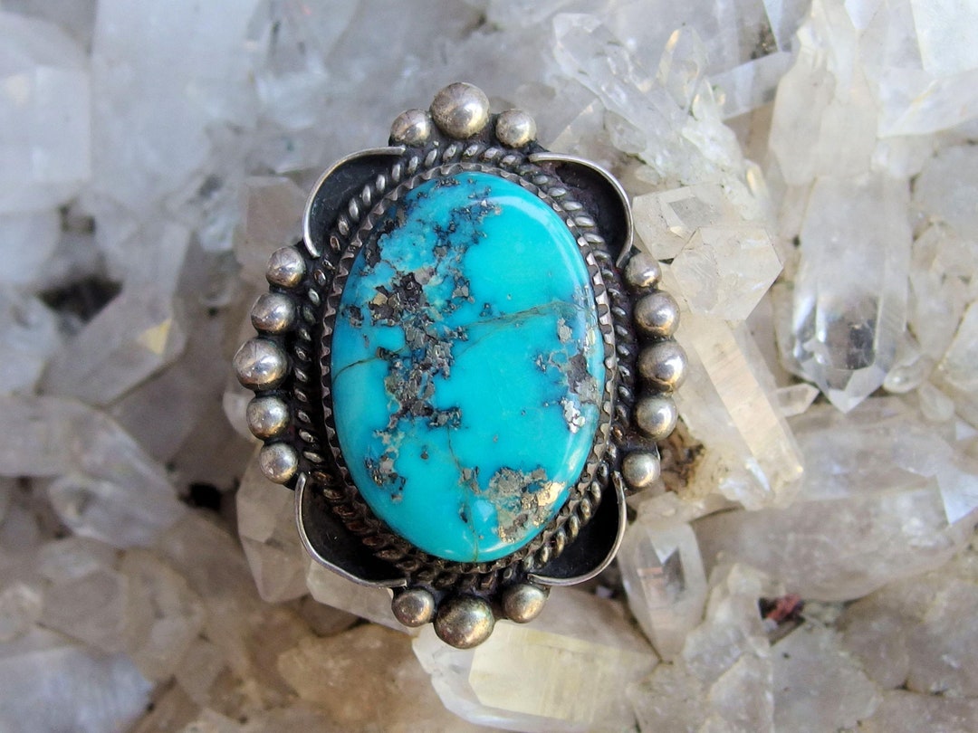 Navajo Sky Blue Turquoise, Silver Pendant, 22" Chain, Unsigned, 22g - Etsy