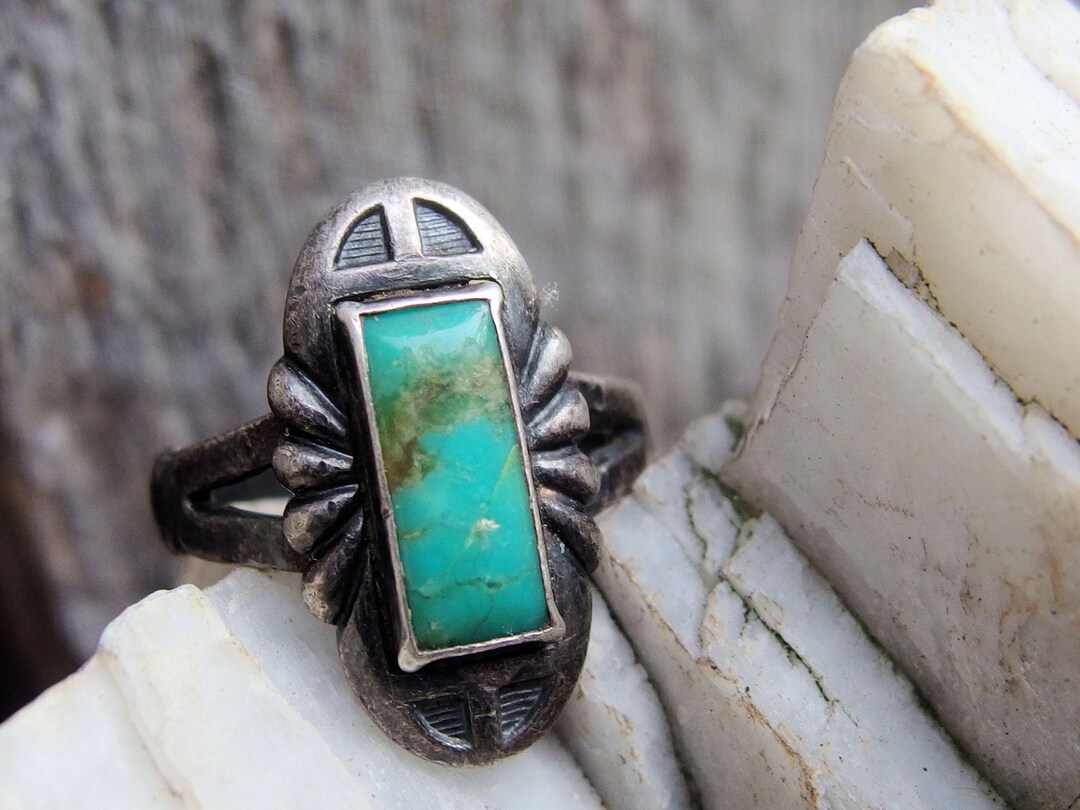 Bell Sterling Turquoise Ring, Rare Style, Signed, Size 6 3/4, 4g - Etsy