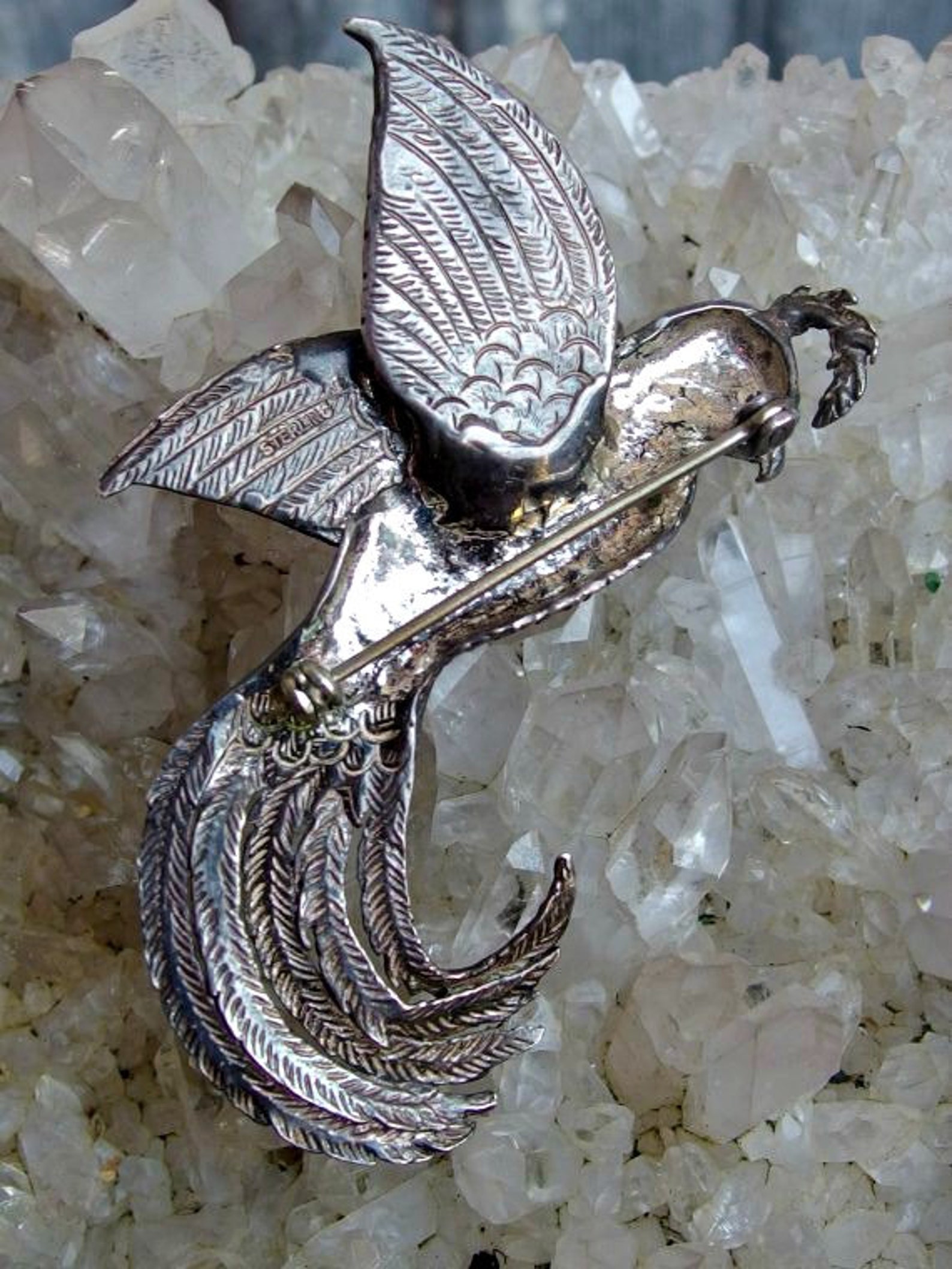 Highly Detailed Sterling Silver Bird Brooch or Pin Abalone - Etsy