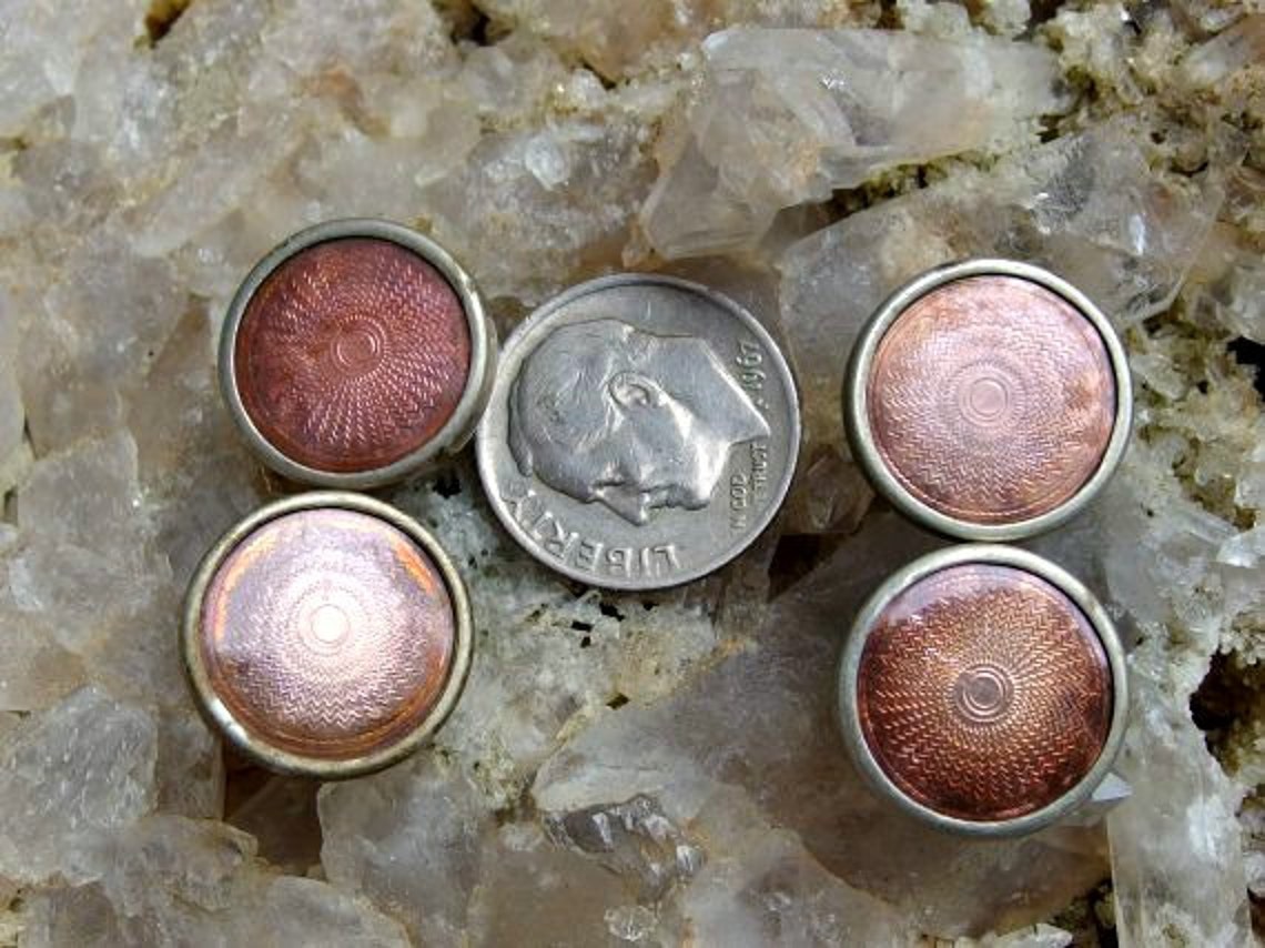 Engine Turned Copper Top Cuff Links Snap Style Barrel Shape - Etsy