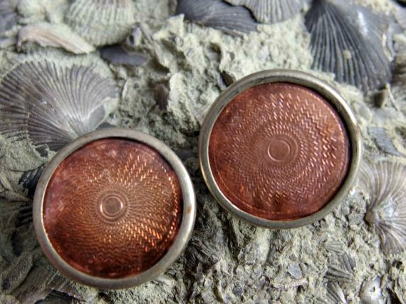 Engine Turned Copper Top Cuff Links Snap Style Barrel Shape - Etsy