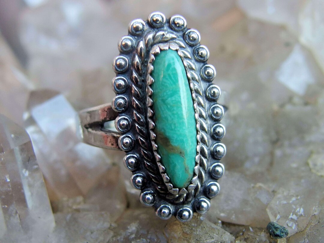 Bell Trading Post Sterling Turquoise Ring, Rope Twist, Stud Borders ...