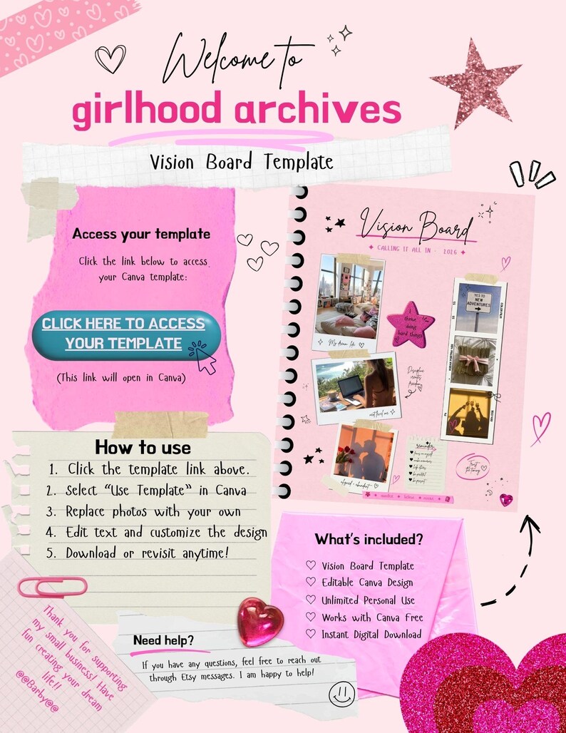 2026 Vision Board Template | Editable Canva Vision Board | Digital ...
