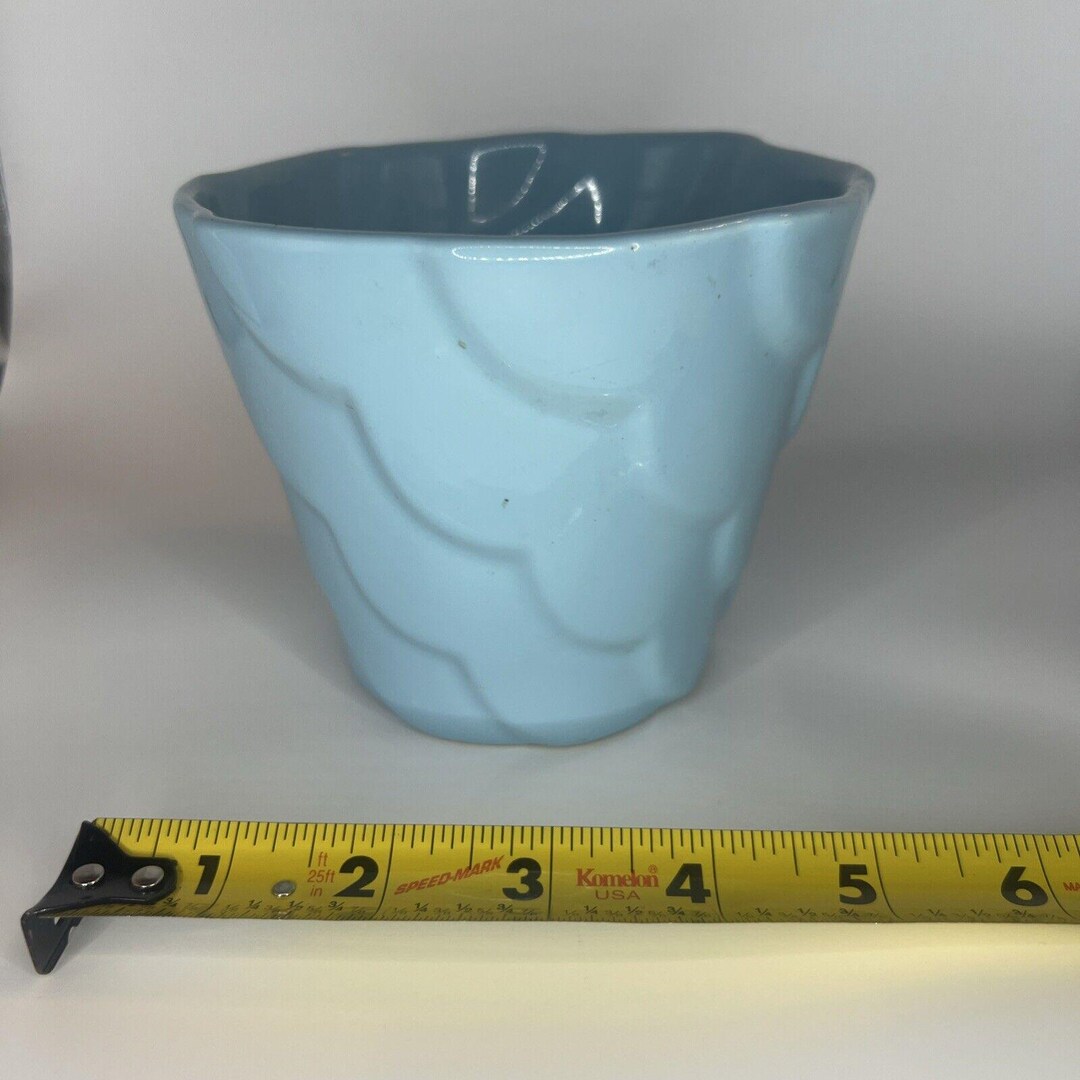 Vintage Mid Century Modern Scalloped Blue Alamo Pottery Planter - Etsy