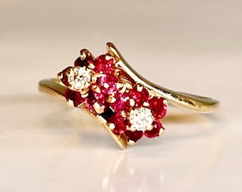 Ruby Flower Ring - Etsy