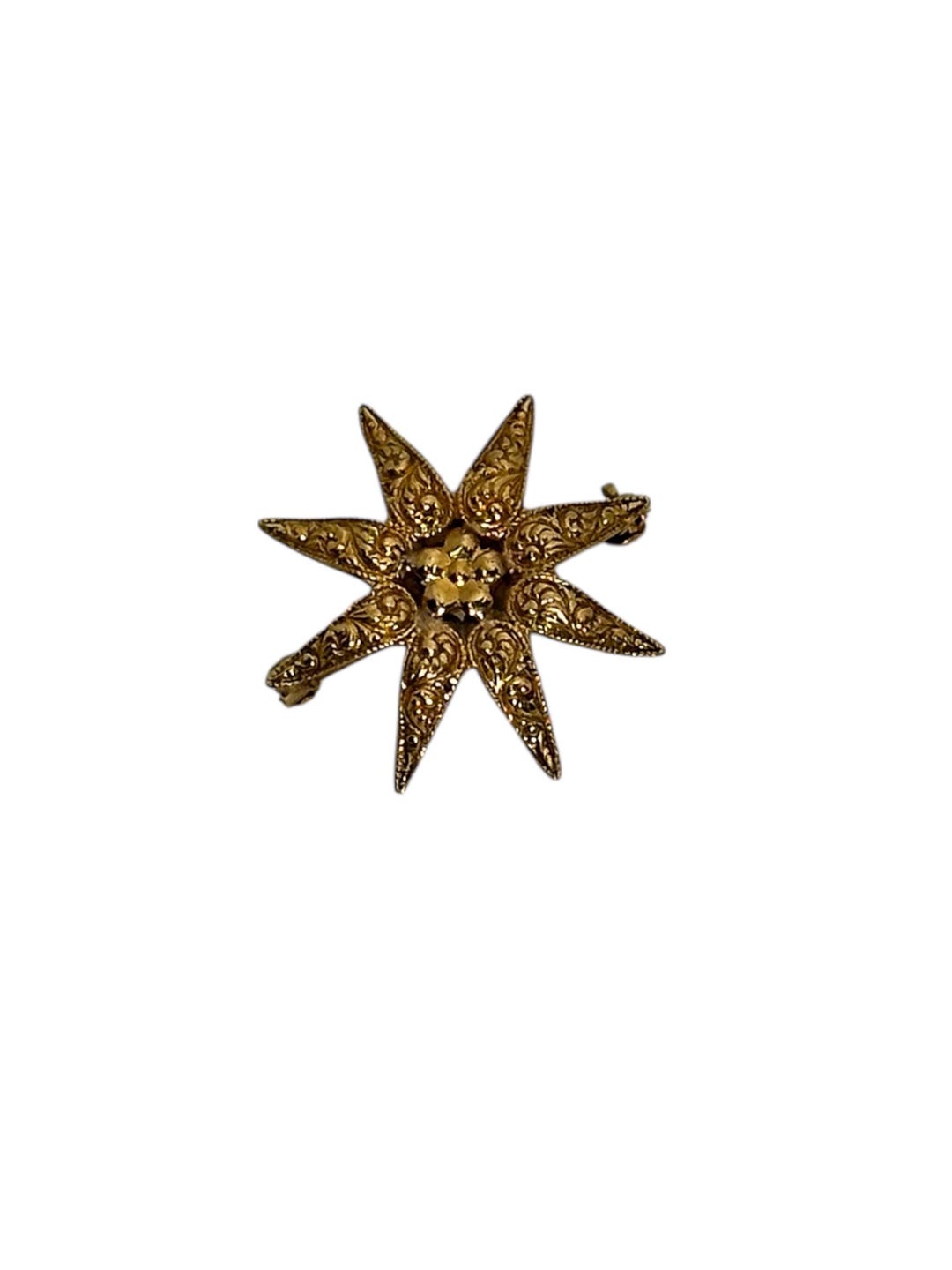 Victorian 14K Gold Sunburst Pin – Antique Intricate Embossed Brooch - Etsy