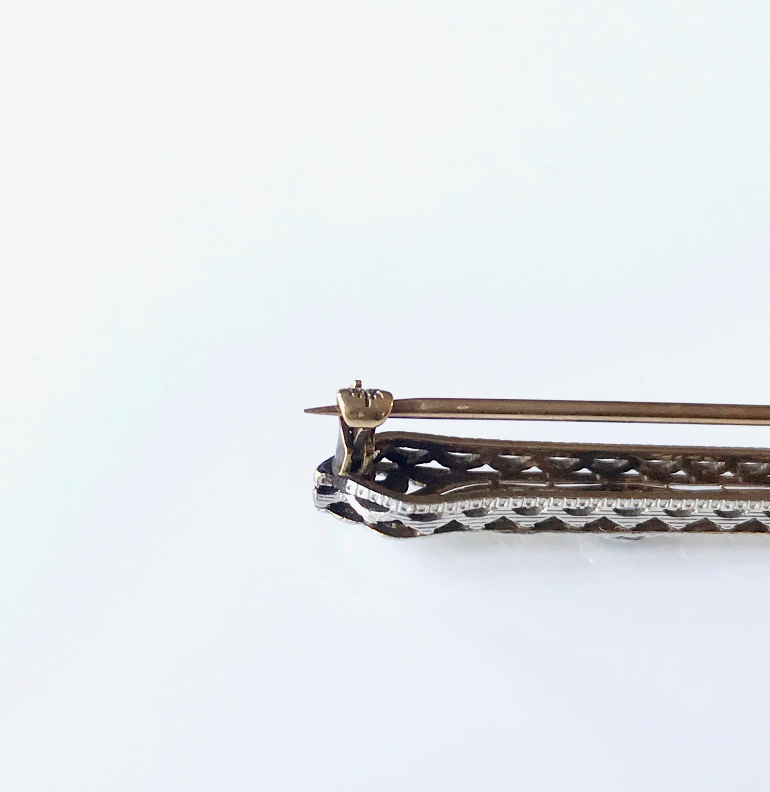 Elegant Antique Filigree Bar Pin With Sapphire and Diamond Accents - Etsy