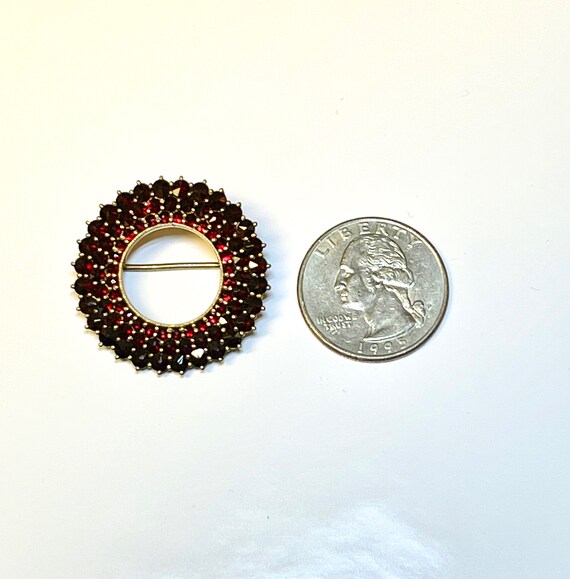 Vintage Garnet Circle Pin, Bohemian Cut Garnet Circle… - Gem