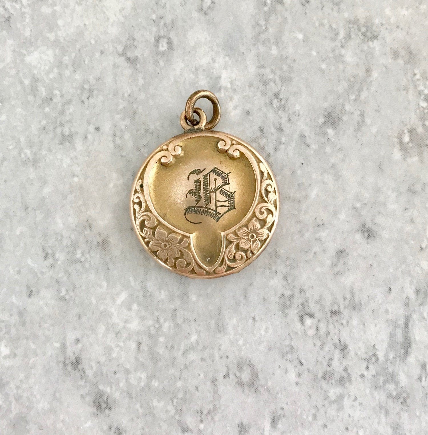Gold Filled Locket, Round Locket, Locket with the Letter B, Victorian ...
