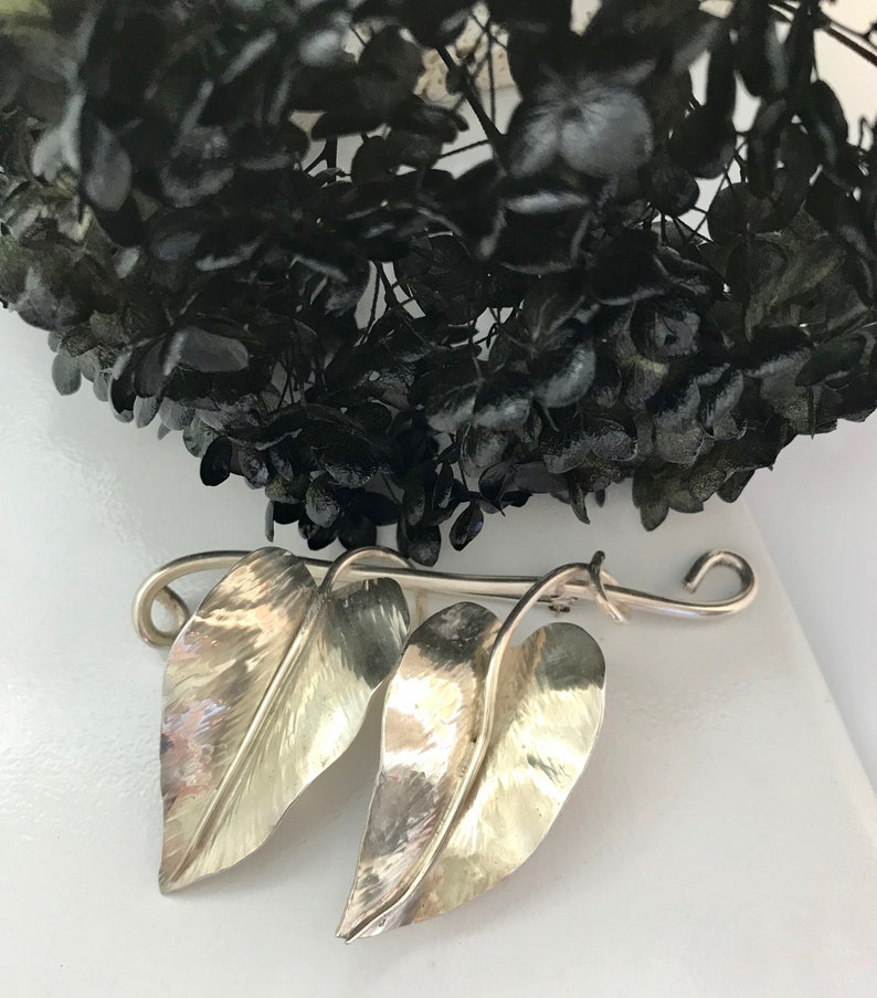 Large Sterling Silver Leaf Pin Vintage Leaf Pin Pin - Etsy