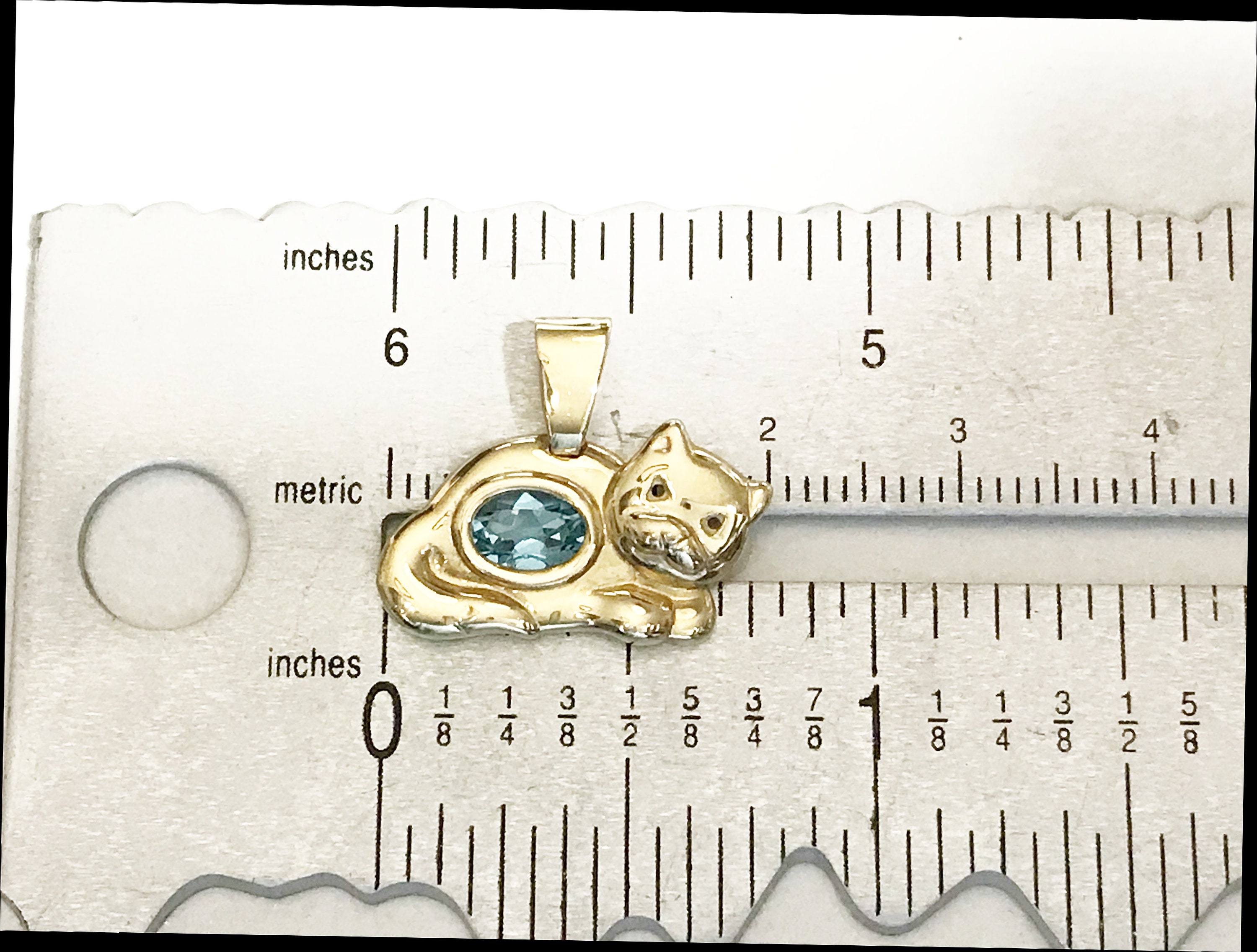 Yellow Gold Blue Topaz Cat Pendant, Cat Pendant, Vintage Cat, Vintage ...