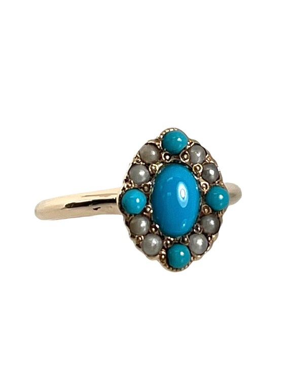 Antique Turquoise and Pearl Ring, Victorian Ring, Vin… - Gem