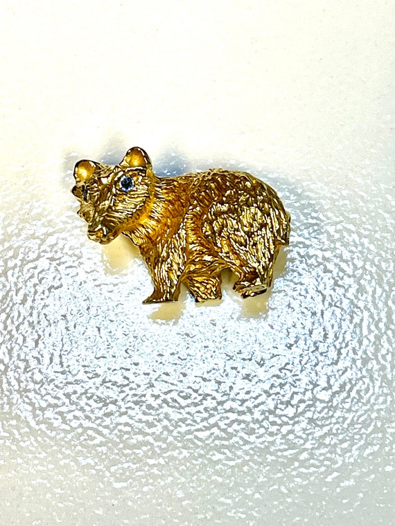 Vintage gold bear brooch - Gem