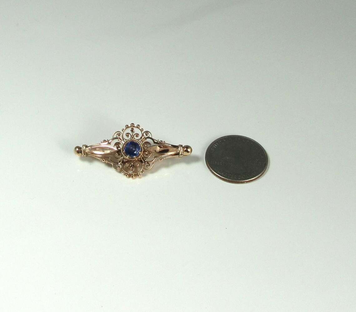 Victorian Yellow Gold Blue Sapphire Pin Blue Sapphire Pin - Etsy
