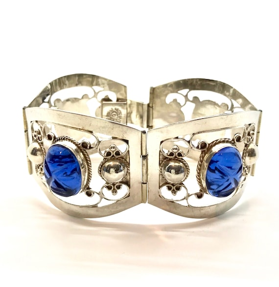 Sterling Silver Mexican Bracelet and Earring Set, Mex… - Gem Sterling Silver Mexican Bracelet and Earring Set, Mex… - Gem