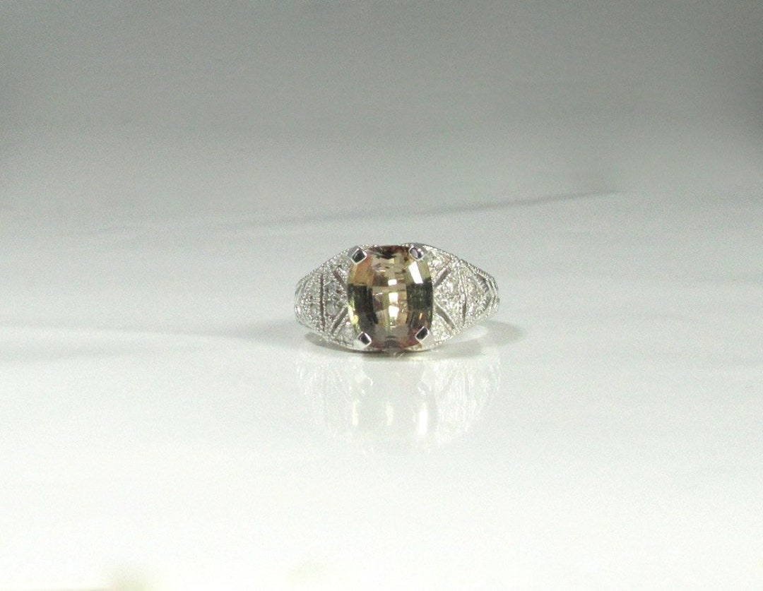 Andalusite & Diamond Ring: Filigree White Gold, Size 6-3/4 - Etsy