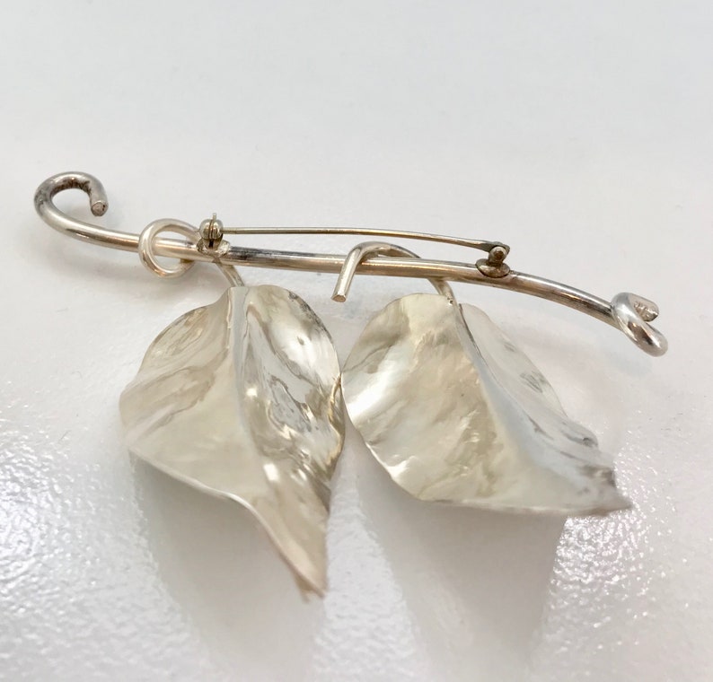 Large Sterling Silver Leaf Pin Vintage Leaf Pin Pin | Etsy