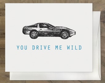 BLACK CORVETTE Card. You Drive Me Wild 1980s Card. HOT Sexy I | Etsy