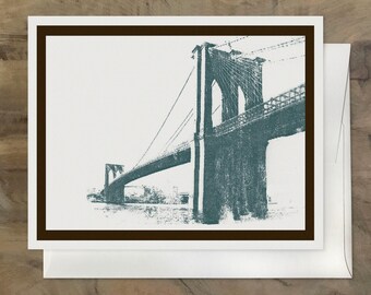 WILLIAMSBURG BRIDGE Note Card Brooklyn Stationery New York | Etsy