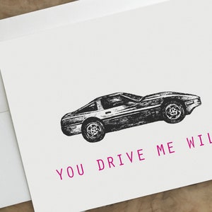 BLACK CORVETTE Card. You Drive Me Wild 80s Card, Sexy I Love You Card ...