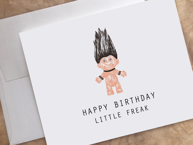 HAPPY BIRTHDAY Little Freak Card. GOTH Troll Doll. Hilarious - Etsy