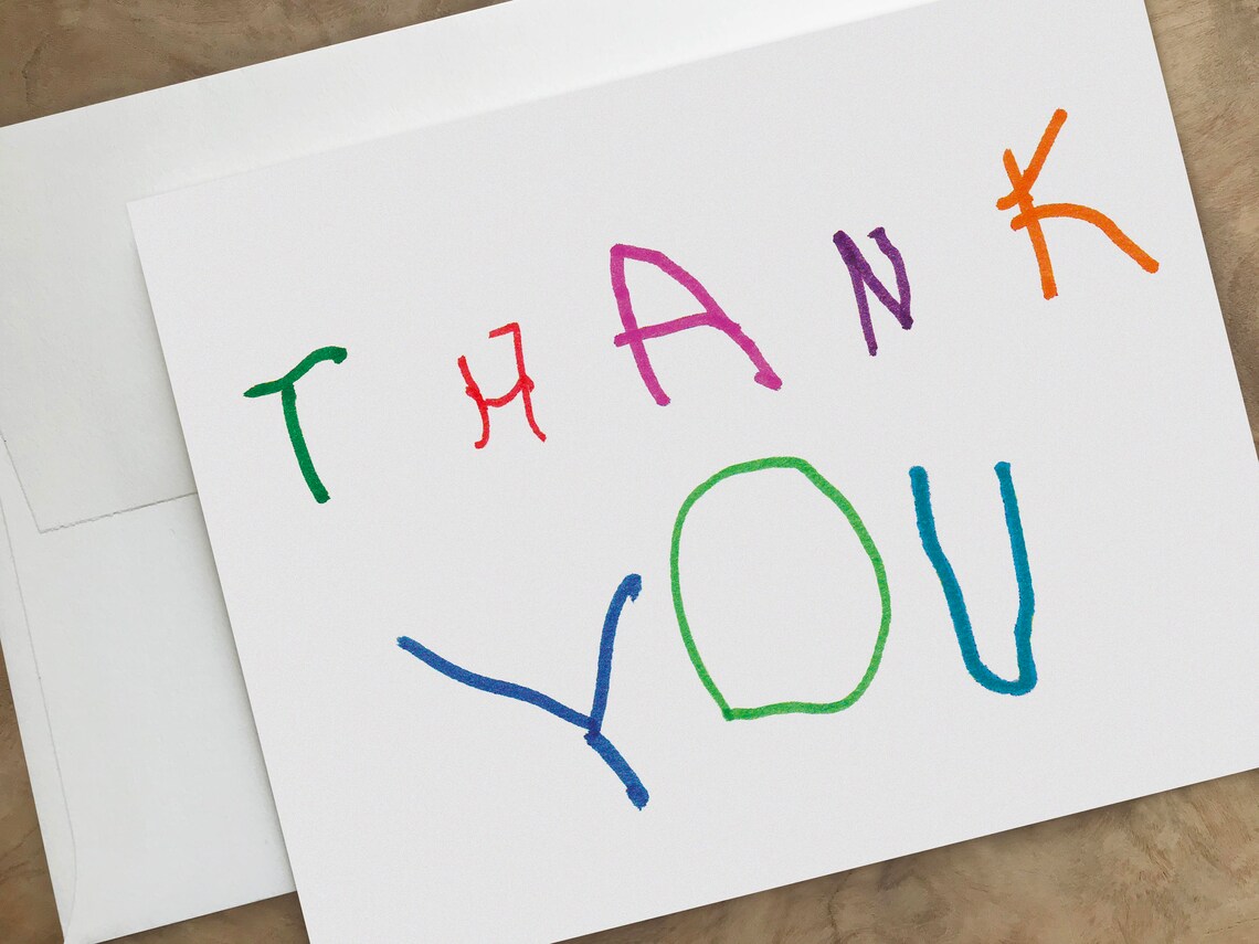 Adorable Kids THANK YOU CARD. Cute Children's Card, Thank You Card for ...