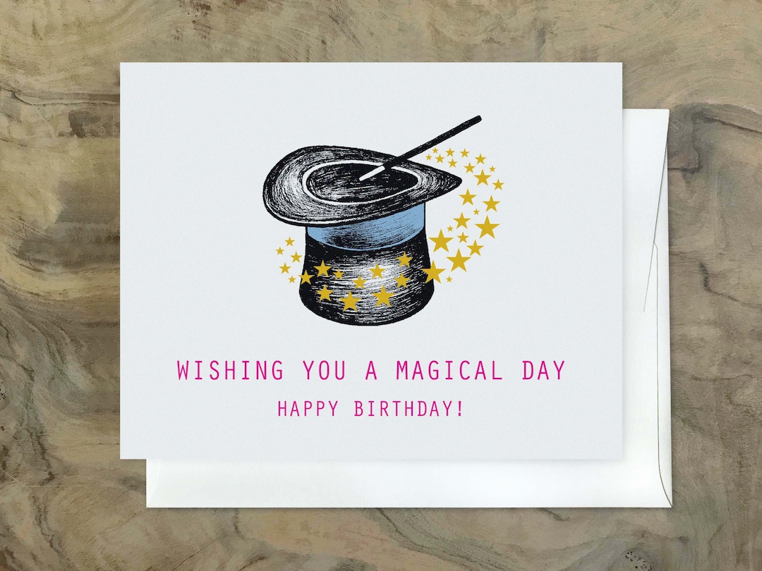 BEAUTIFUL MAGICAL BIRTHDAY Card. Mystical Magic Hat Happy Birthday Card ...