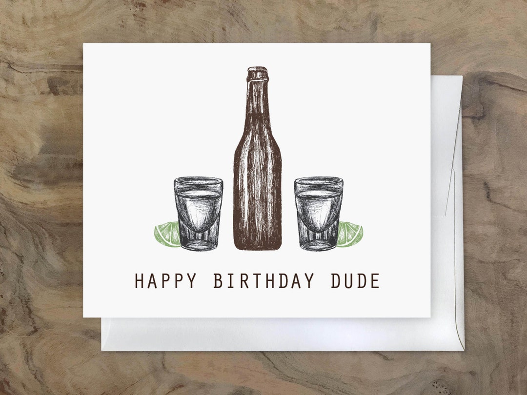 HAPPY BIRTHDAY DUDE Alcohol Card. Hilarious Funny Card for Men. Beer ...